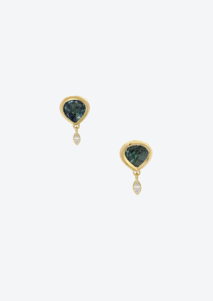 Diamond Drop Earrings | Sapphire Studs | Christina Magdolna