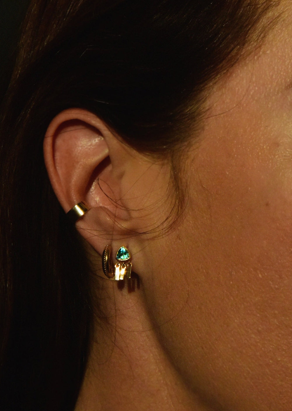 Gold Dangle Earrings | Topaz Ear Studs | Christina Magdolna