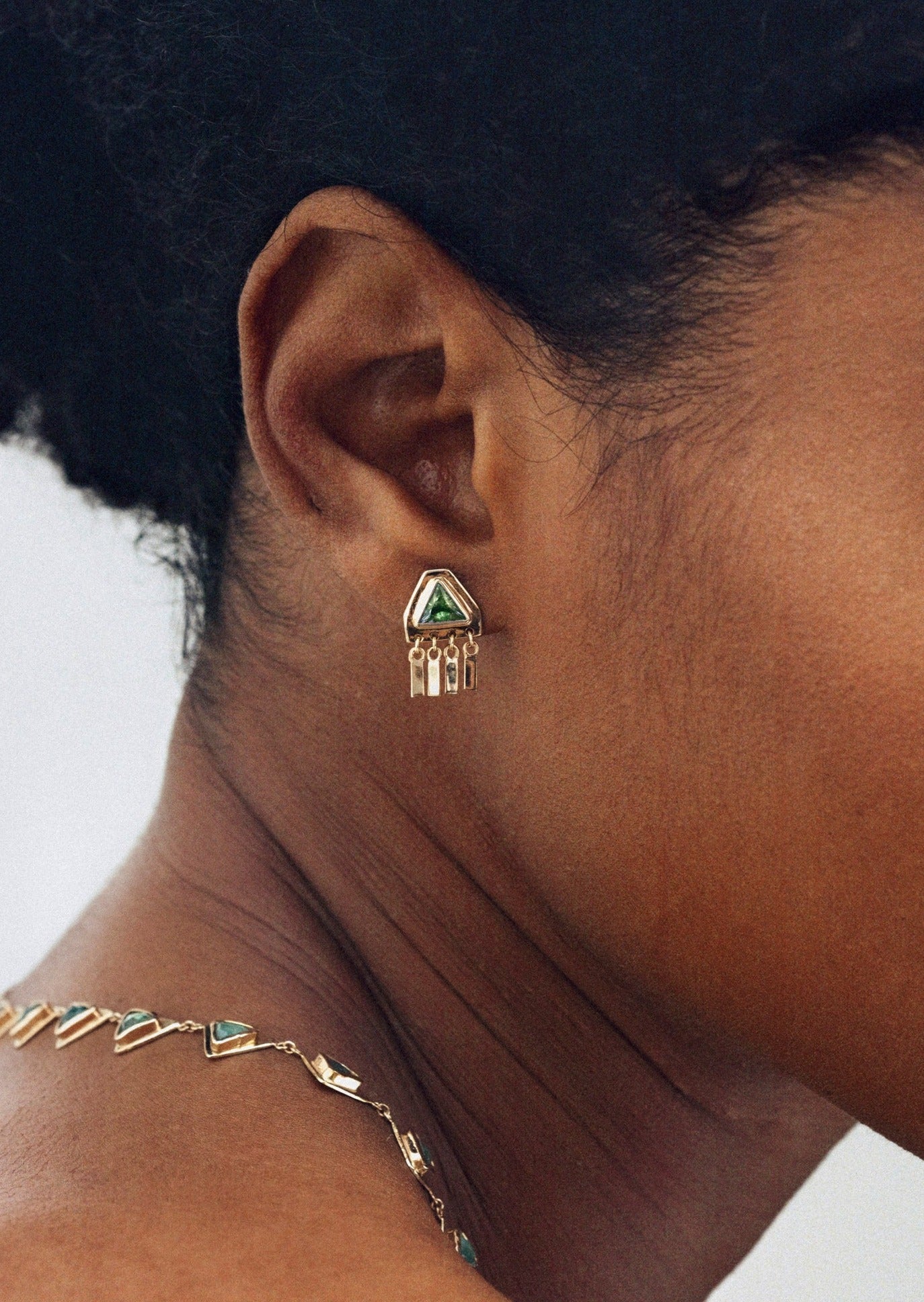 Pyramid Earrings in Emerald – Christina Magdolna Jewelry